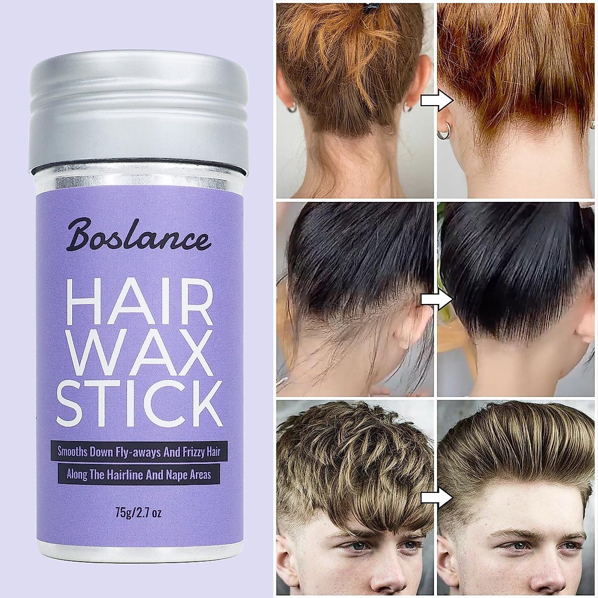 Boslance Hair Wax Stick - Smoothing Pomade for Flyaways, Women, Kids, and Slick Hairstyles