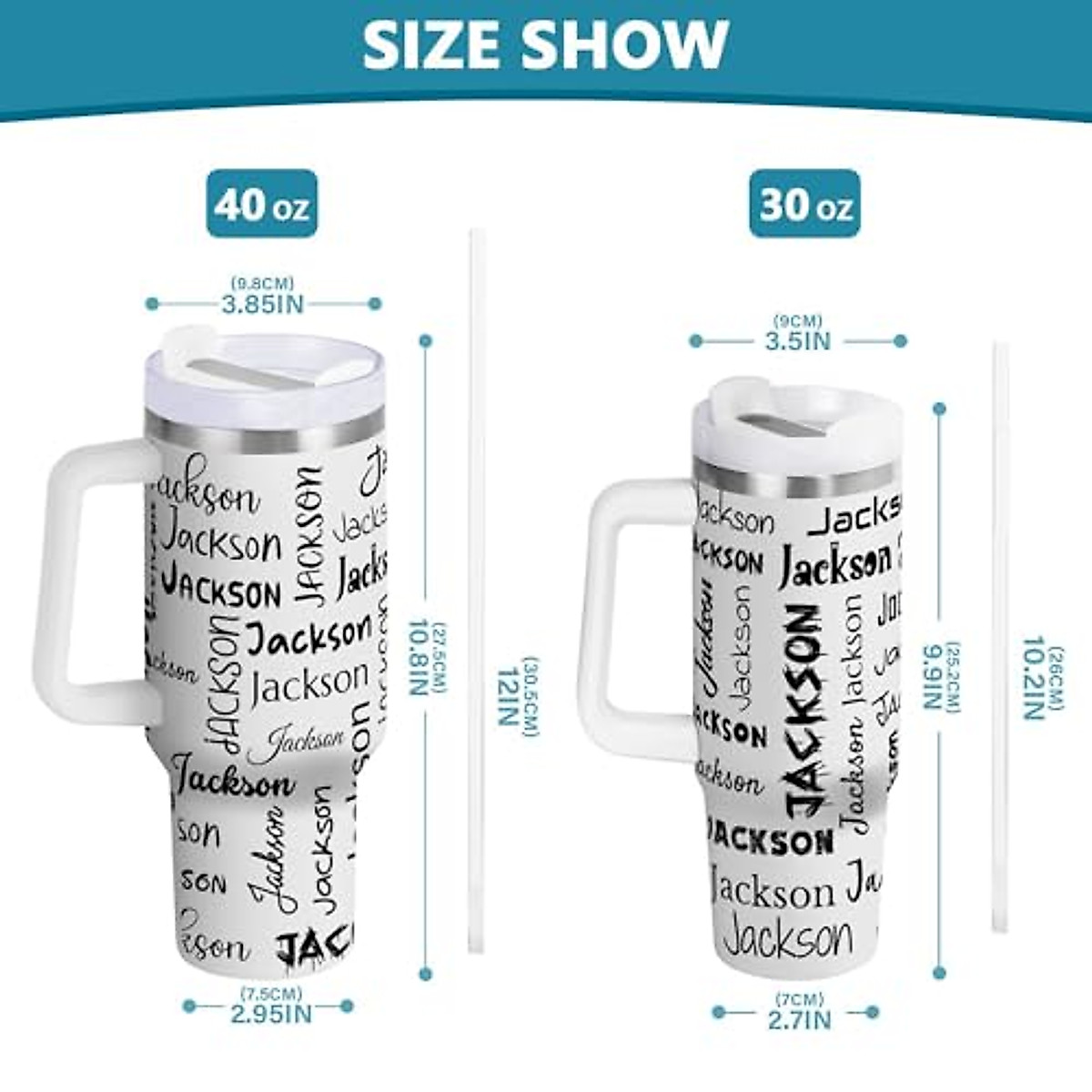 White Smoke Tumbler Handle Lid and Straw Custom Water Bottle Stainless Steel Coffee Travel Tumbler Mug Cup Gifts for Men Women 30oz