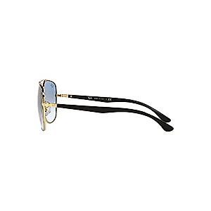 Ray-Ban RB3683 Square Sunglasses, Black On Gold/Clear Gradient Blue, 56 mm