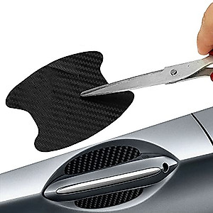BRAVECOW 4PCS Universal 3D Car Door Handle Protector Film Carbon Fiber Waterproof Anti-Scratch Sticker Paint Guard for Car Vehicle