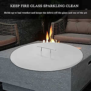 Stainless Steel Fire Pit Cover, 22 in 1.2 mm Thickness Fire Pit Burner Cover w/Handle, for Round Drop-in Fire Pit Burner Pan, Prevent Sparks, Keep Animals & Moisture Out (Round, 22 in)