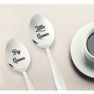 Spoon Gift for Couple - Christmas Gift for Twins | Valentine Gift | Gift from Parents to Sibling | Birthday/Holiday Gift for Men Women Him Her | Big Spoon Little Spoon - 7 Inch
