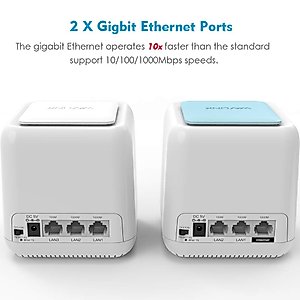 Mesh WiFi Router,Dual Band AC1200 Whole Home Mesh WiFi System with Touchlink Function, Router & Extender Replacement Covers up to 4,500 sq. ft, 2-Pack Includes 1 WiFi Router & 1 WiFi Extenders