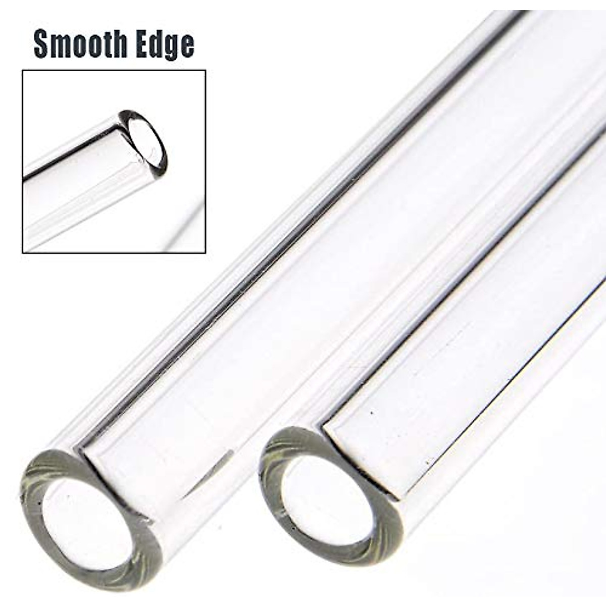 ALINK Glass Smoothie Straws, Reusable Clear Bent 9 in X 10 mm Drinking Straws, Set of 4 with Cleaning Brush