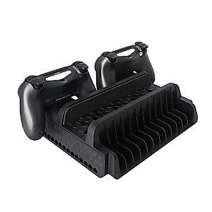 Deco Gear Vertical Dual Controller Charging Dock for PS4/ PS4 Slim/ PS4 Pro with 2 High Speed Cooling Fans and Slot for 12 Games