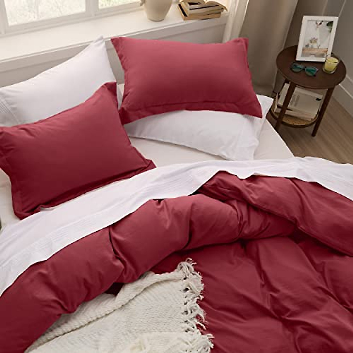 Bedsure Twin/Twin XL Duvet Cover Dorm Bedding - Soft Prewashed Red Duvet Cover Twin, 2 Pieces, Includes 1 Duvet Cover (68"x90") with Zipper Closure & 1 Pillow Sham, Comforter NOT Included