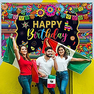 7 * 5ft Mexican Fiesta Themed Happy Birthday Backdrop Mexico Cinco De Mayo Party Decorations Fiesta Banner Carnival Supplies Photo Booth Background