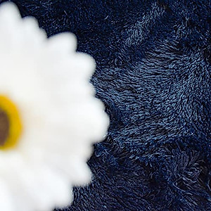 Navy Blue Area Rugs for Living Room Super Soft Floor Fluffy Carpet Natural Comfy Thick Fur Mat Princess Girls Room Rug