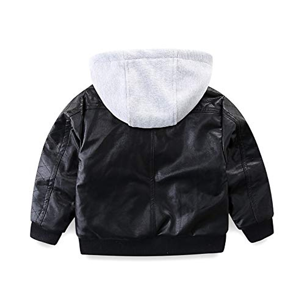 Mud Kingdom Little Boys Leather Jacket with Hood Fur Lined Size 6 Black