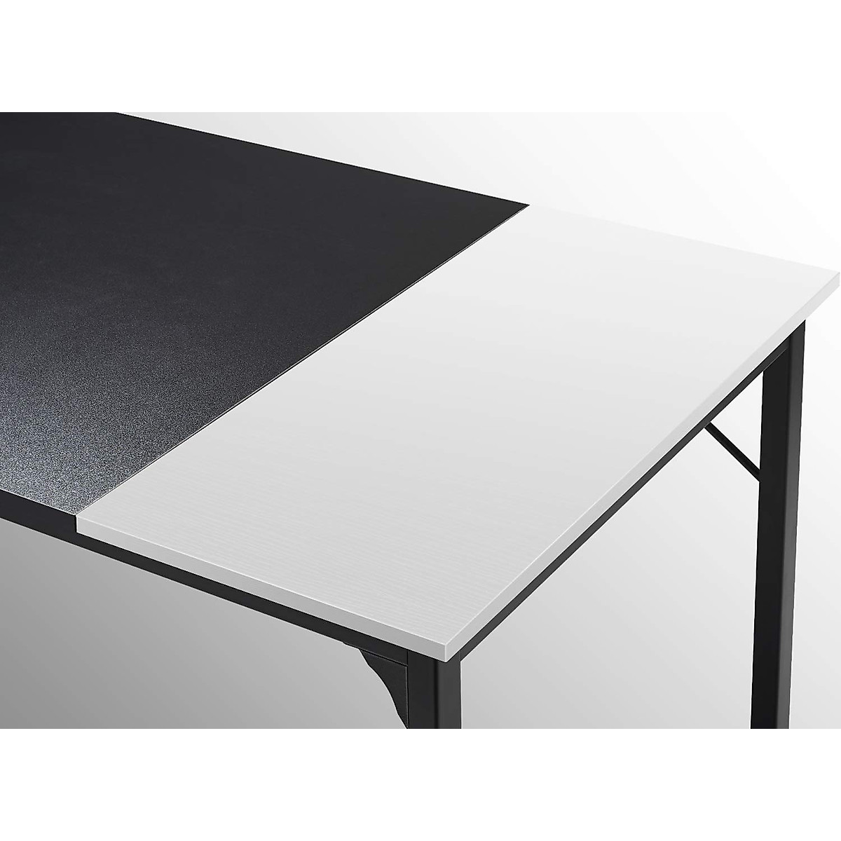 Cubiker Computer Desk 47 Inch Home Office Writing Desk Student Study Desk with Small Table and Storage Bag,Black and White