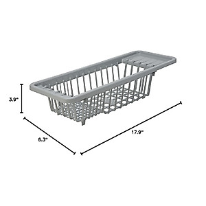 Kitchen Details Sink Dish Rack | Dimensions: 17.9"x 6.3"x 3.9" | Kitchen Accessories | Holds Dinnerware | Drinkware | Utensils to Drain | Frees up Counter Space | Grey or White