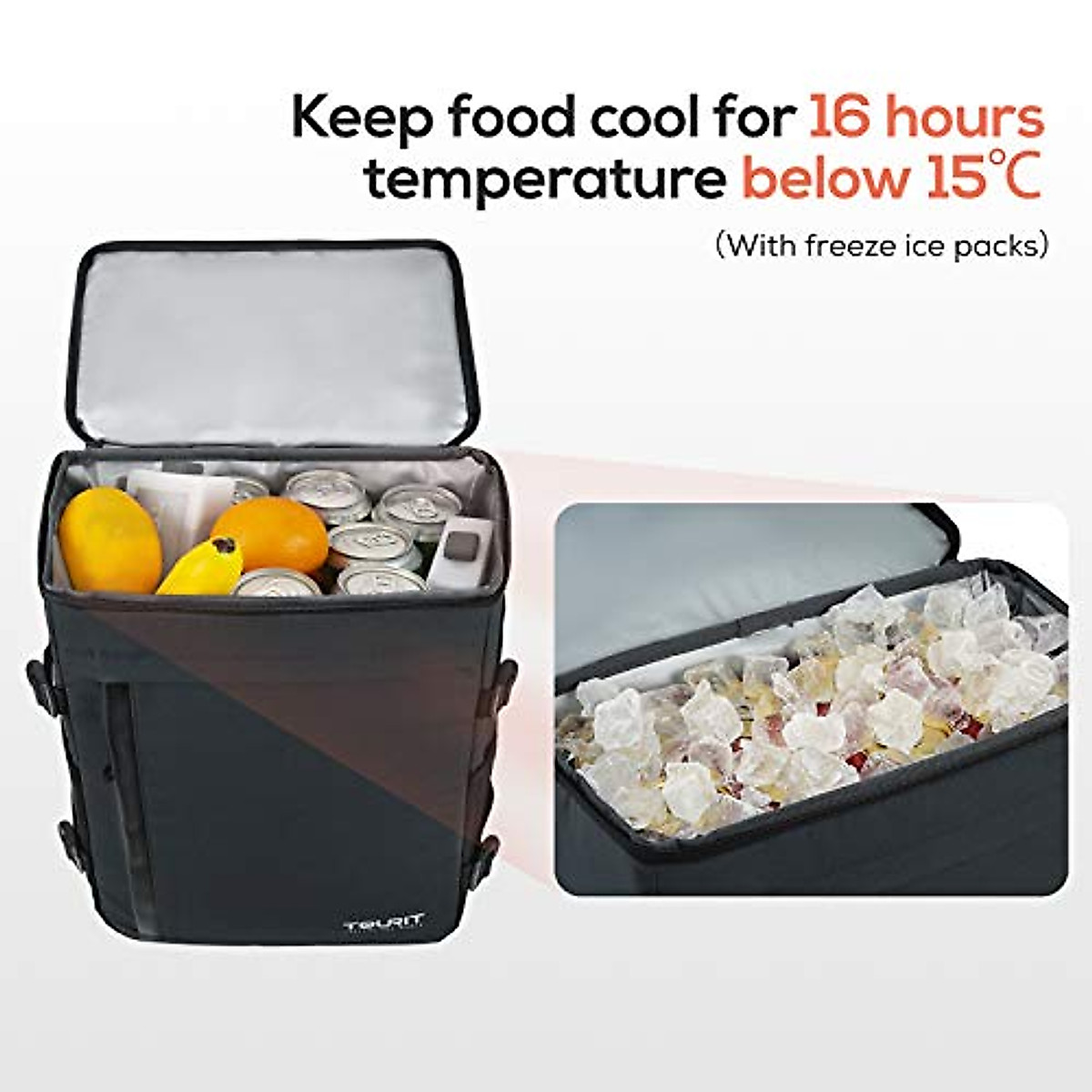 TOURIT 32 Cans Cooler Backpack Leakproof Large Capacity Insulated Backpack Cooler Bag for Men Women to Picnic, Hiking, Camping, Fishing