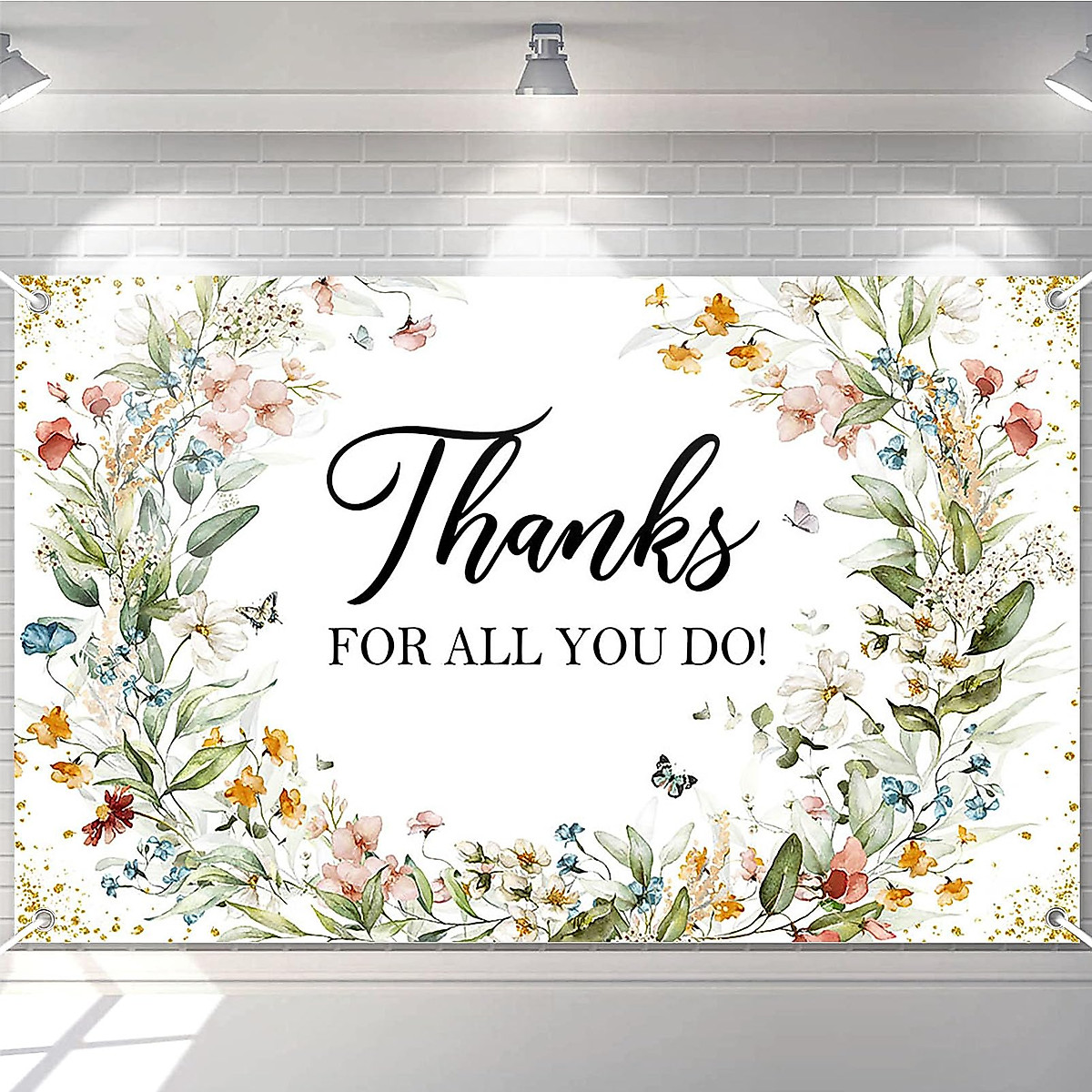 Avezano Thanks for All You Do Backdrop Wildflower Thank You Party Decorations Thank You Father Staff Teachers Professors Doctors Banner 70.8 x 43.3 Inch