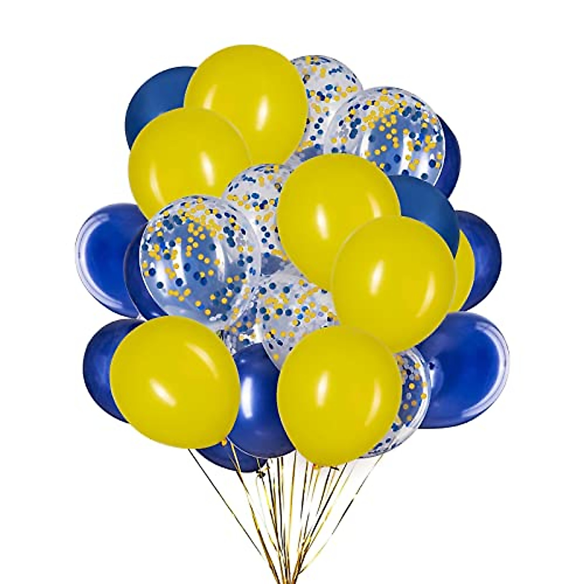 Blue and Yellow Balloons,Blue Yellow Confetti Balloon for Party Decorations,12 Inch,Pack of 50