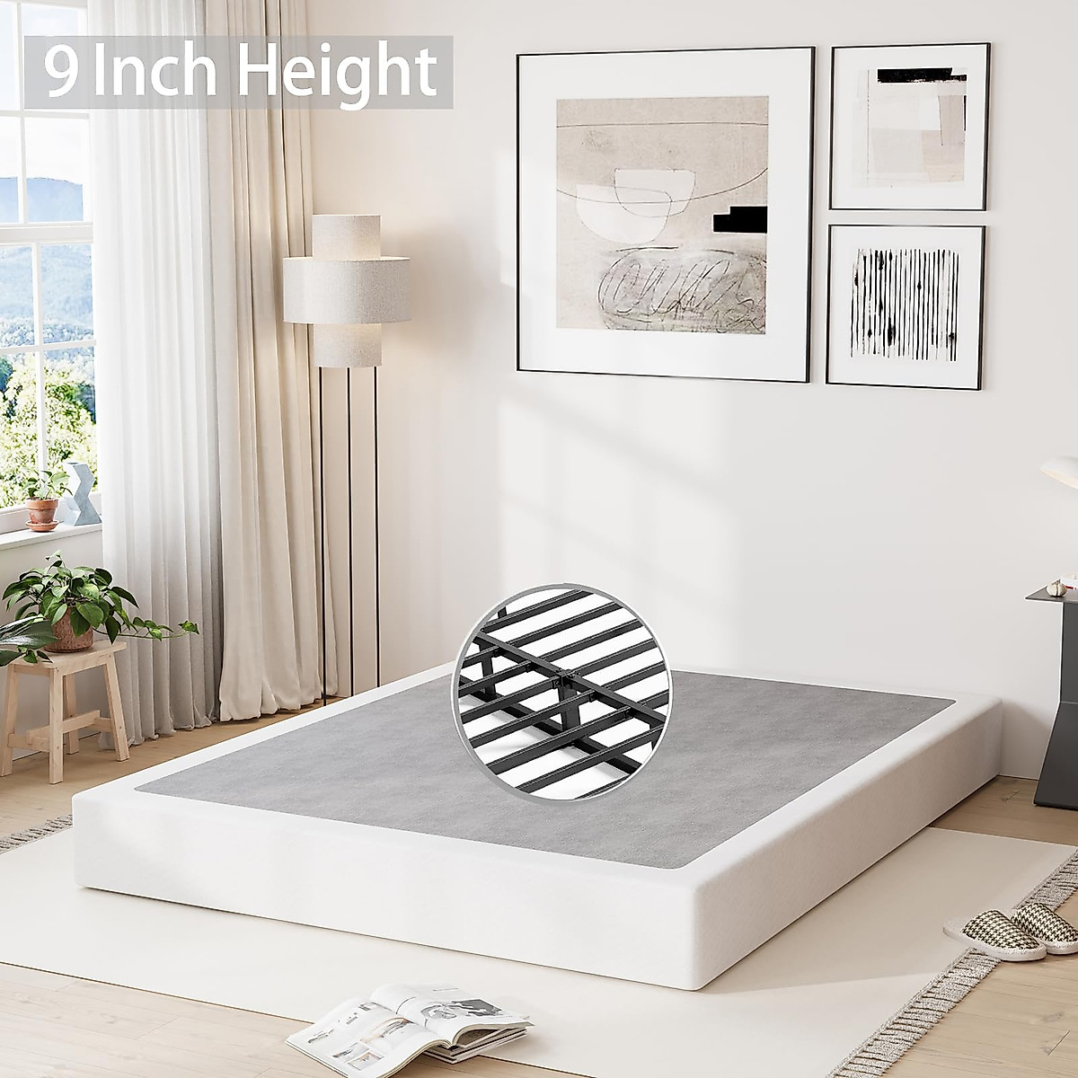 Uliesc King Box Spring, 9 Inch High Profile King Size Box Spring, Strong Metal Frame, Noise Free, Easy Assembly, 3000lbs Weight Capacity