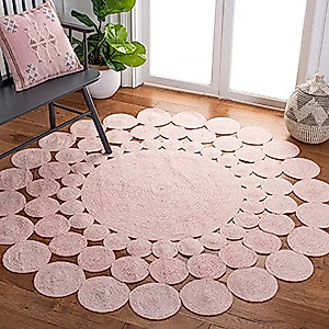 SAFAVIEH Cape Cod Collection 3' Round Pink CAP226U Handmade Braided Area Rug