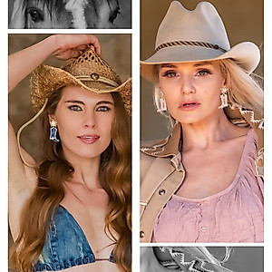 4 Pairs Beaded Boot Earrings Cowgirl Cowboy Earrings Country Y2k Western Jewelry Rhinestone Beads Shoes Dangle Drop Earrings for Women Halloween Party(Snowflower)