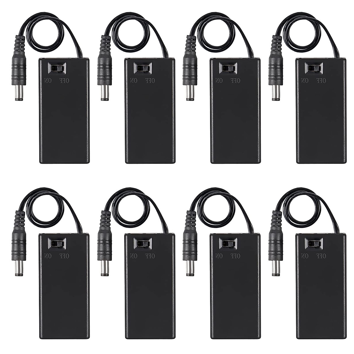 AEDIKO 8pcs 9V Battery Holder 9V Battery Holder with ON/Off Switch 9V Battery Case with DC 5.5 x 2.1mm 9V Battery Case Holder with Cover Storage Case Holder