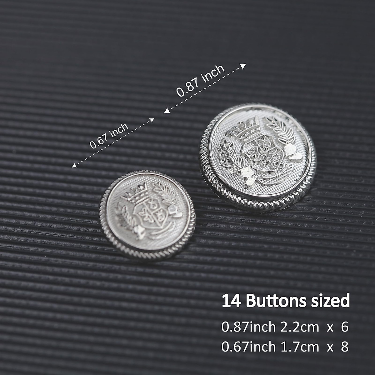 14 Pieces Silver Metal Blazer Button Set 23mm 18mm Blazer Buttons Men Metal Suit Buttons for Men Silver Buttons for Blazer,Suits,Sport Coat,Uniform,Jacket