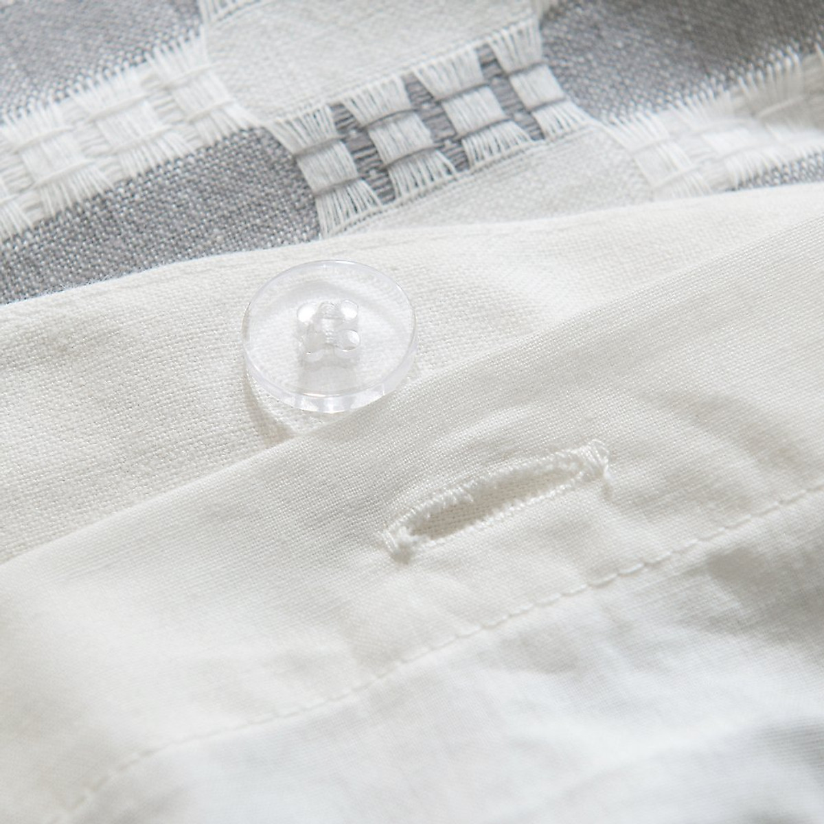 Merryfeel Cotton Duvet Cover Set King Size,100% Cotton Yarn Dyed Textured Striped Duvet Cover and Pillowshams Grey Color,3 Pieces Bedding Set