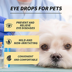 HcirjhieEye Drops for Dogs, Dog Eye Infection Treatment, Superior Comfort Long，Lasting Relief Fewer Application Needed, Used to Clean Tear Stains, Remove Eye Stains, and Relieve Dryness, 20mI