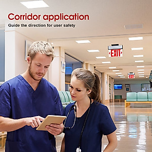 LED Edge Lit Exit Sign Aluminum Housing AC 120-347V Emergency Exit Light with Battery Backup Double Sided Acrylic Mirrored Panel Commercial Exit Signs, Top/Side/Wall Mount, UL Certified (Red, 1 Pack)