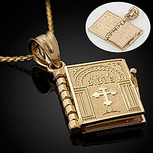 QYAJS Pendant Christian Miniature Readable Bible Necklace Holy Bible Book Pendant Necklace Prayer Christian Scripture 1.57inch (Chain Length 23.6inch)
