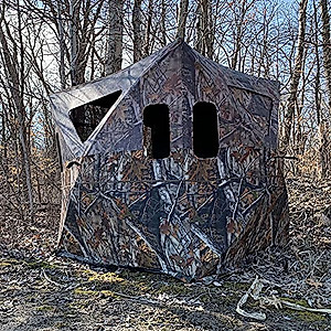 THUNDERBAY 3-4 Person Hidden Threat See Through Hunting Blind, See Through Panel Window with 270° View, Floor Space 62" x 62" to 72" x 72"