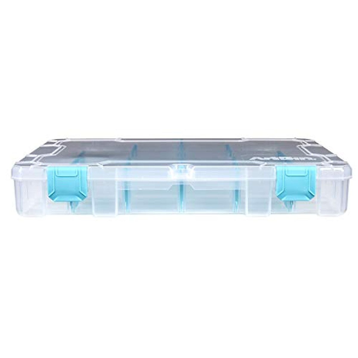 ArtBin 6847AG Medium Anti-Tarnish Box with Removable Dividers, Jewelry & Craft Organizer with Anti-Tarnish Technology, [1] Plastic Storage Case, Clear with Aqua Accents