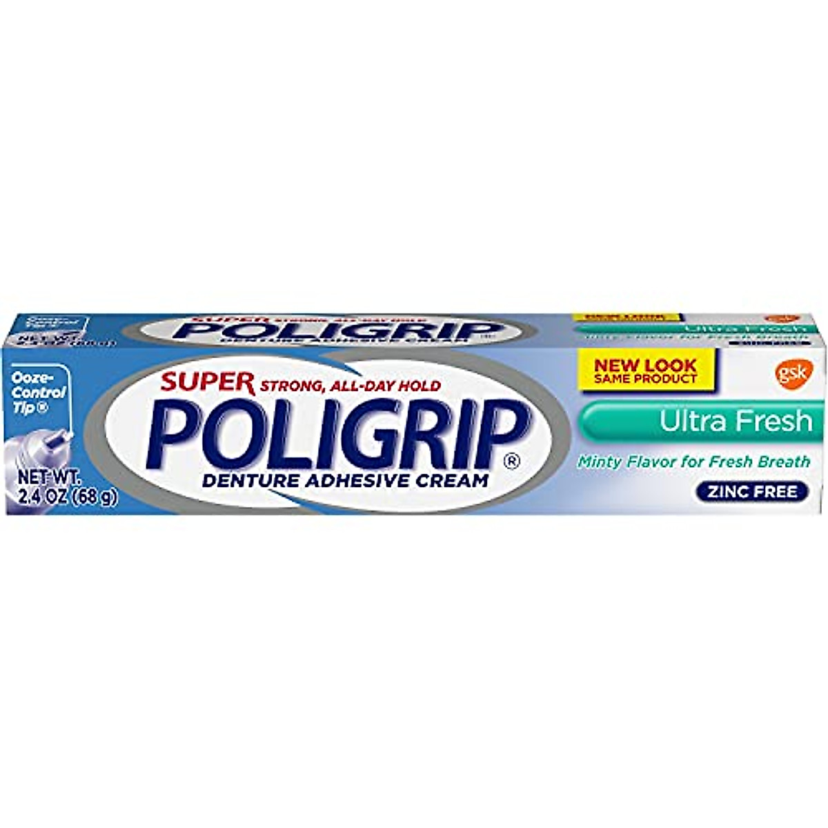 Super POLIGRIP Denture Adhesive Cream Ultra Fresh 2.40 oz (Pack of 3)