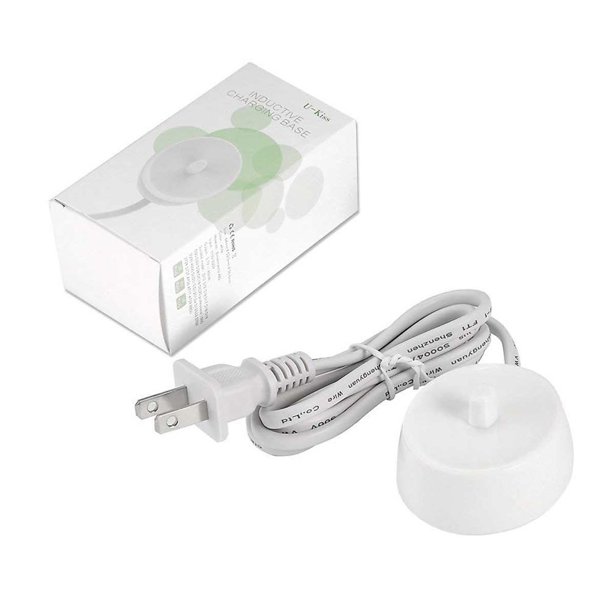 Electric Toothbrush Charger Base, Toothbrush Replacement Charger for Model 3757, Portable Travel Inductive Charger with ABS Cable, Model 3709, 3756, AC Powered, White (110-220V)