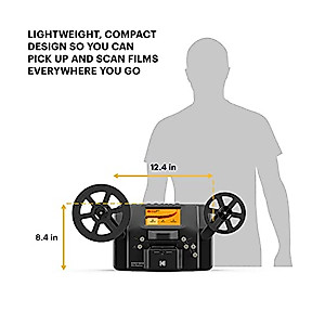 KODAK REELS 8mm & Super 8 Films Digitizer Converter with Big 5” Screen, Scanner Converts Film Frame by Frame to Digital MP4 Files for Viewing, Sharing & Saving on SD Card for 3” 4” 5” 7” and 9” Reels