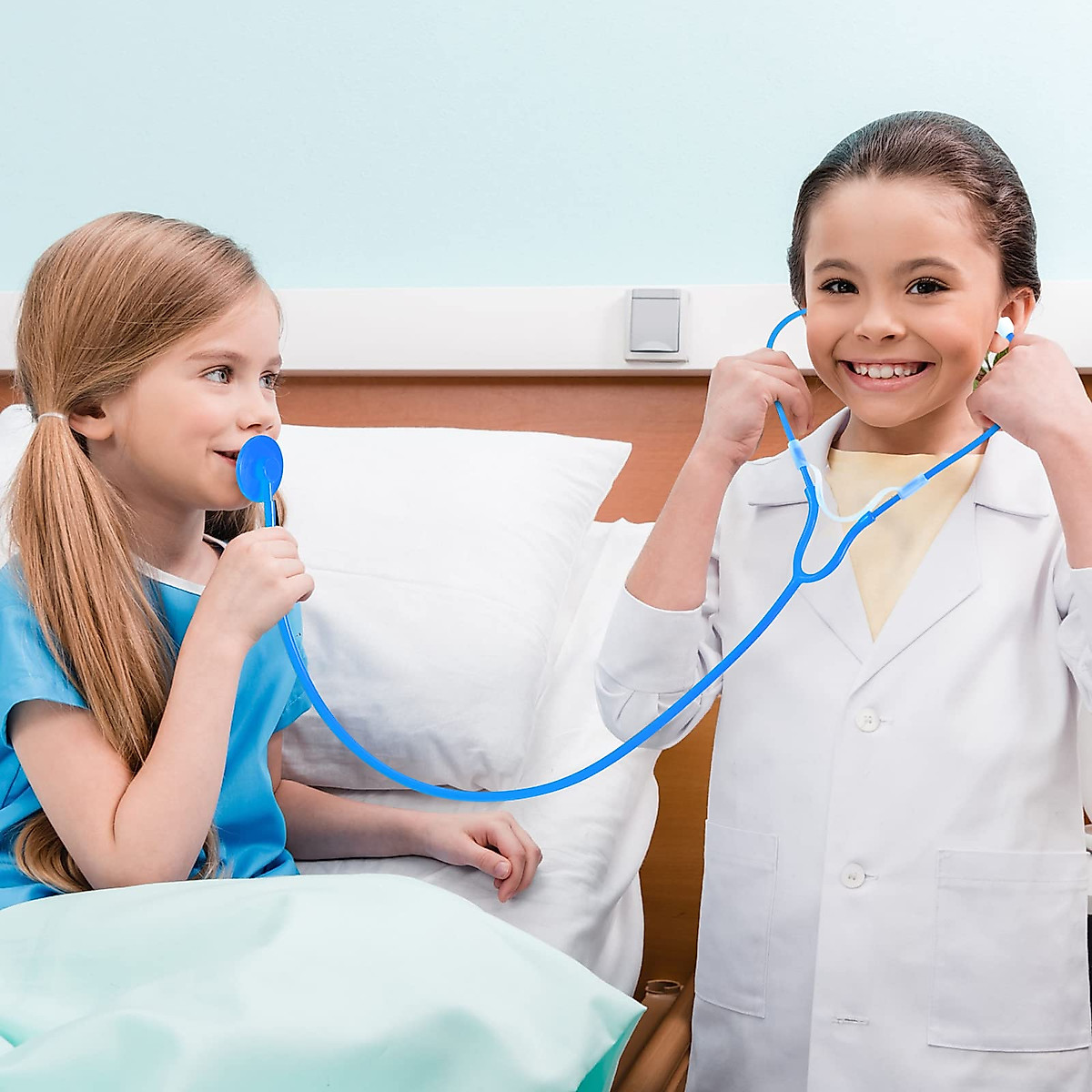 30 Pack Kids Stethoscope Toy Disposable Stethoscope Bulk Real Working Nursing Doctor Stethoscope Nurse Pretend Game Costume Accessories for Kids (Blue)