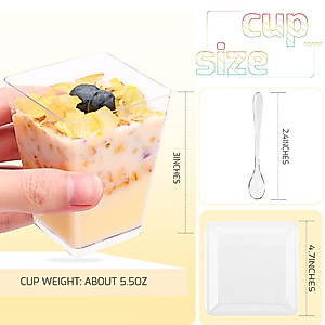 CAMARAAA 50 Pack 5oz Plastic Dessert Cups with Lids and Spoons Parfait Cups with Lids Appetizer Cups for Party Mini Dessert Cups with Spoons Clear Plastic Cups with Lids Pudding Fruit Ice Cream Cups