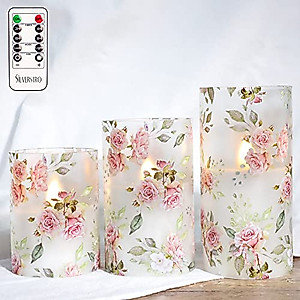 Silverstro Flameless Rose Candles Remote: Romantic Love Theme Real Wax Blinks Battery Operated Candles - Home Room Party Wedding Valentines Botanical Christmas Decor - Set of 3