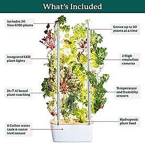 Gardyn 2.0 Hydroponics Growing System Indoor Garden Vertical Garden Planter | 30 Non-GMO Indoor Plants, Herbs & Vegetables Indoor Gardening System - LED Grow Lights | No Soil, Grow Tent or Green House