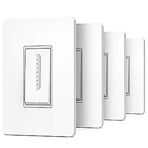 TREATLIFE Smart Dimmer Switch 4 Pack, Smart Switch Works with Alexa and Google Home, 2.4GHz WiFi Dimmer Light Switch for LED, CFL, Incandescent Bulbs, Neutral Wire Required, Single Pole