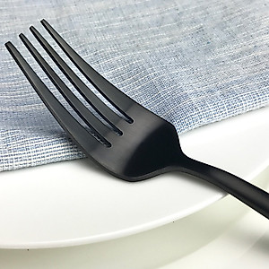 Flatware Set, Matte Black Silverware Set, AOOSY Heavy Solid 20-Piece 18/10 Stainless Steel Flatware Cutlery Set for 4, Mirror Finish, Dishwasher Safe, Nice Box Package(A Matte Black Flatware)