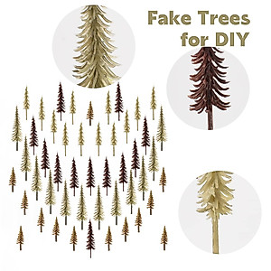 LUEYAO Mini Model Miniature Trees Mixed Train Scenery Architecture Trees Fake Trees for DIY Crafts Building Model Scenery Landscape Brown 1.8-3.9 inch 48 PCS