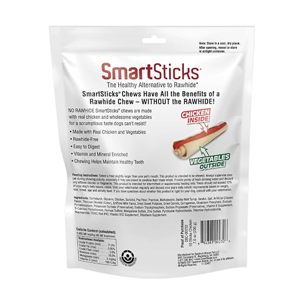 SmartBones SmartSticks, Treat Your Dog to a Rawhide-Free Chew Made with Real Chicken and Vegetables,10 Sticks (Pack of 2)