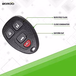 SCITOO Keyless Entry Remote Control Key Fob Replacement for 4 Buttons 2006-2011 for Chevy for Impala for Monte Carlo for Impala for Buick Lucerne for Cadillac DTS 1PC FCC OUC60270