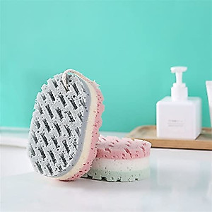 INGVY Dry Brushing Body Brush Bath Sponge Ball Shower Rub Whole Body Exfoliation Dead Skin Remover Massage Brush Moisturizing Scrubber Bathroom Accessory (Size : Gray)