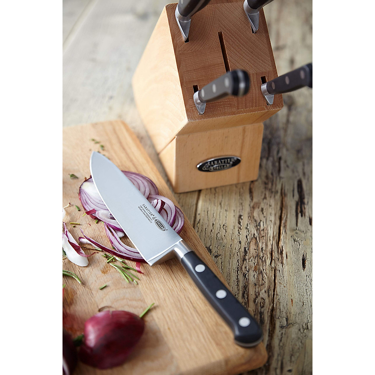 Stellar Sabatier IS60 6-Piece Set of Knives with Wooden Knife Block, Razor Sharp Stainless Steel Blades - Fully Guaranteed