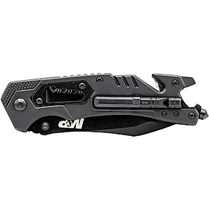 Smith & Wesson M&P 8.5in High Carbon S.S. Spring Assisted Folding Knife with 3.5in Serrated Drop Point Blade and Rubber Handle for Outdoor Survival and EDC,Tan