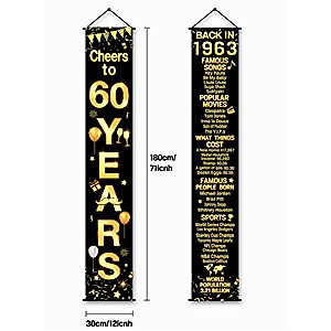 60th Birthday Party Anniversary Decorations Cheers to 60 Years Banner Party Decorations Welcome Porch Sign for Years Birthday Supplies (60th-1963)