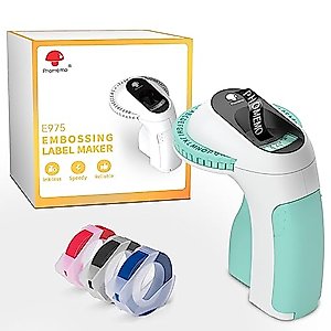 Memoqueen Embossing Label Maker with 3 Tapes,Old School Label Makers Embosser,3D Portable Embossed Label Printer for Organization Home and DIY Crafting -E975 Green