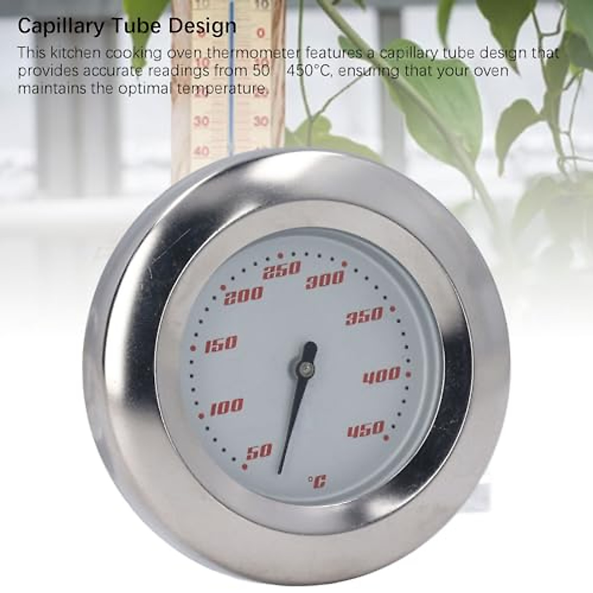 Grill Thermometer, 3 Inch Stainless Steel Kitchen BBQ Smoker Thermometer Gauge, 50 to 450℃ Integrated Design for Commercial and Residential Use