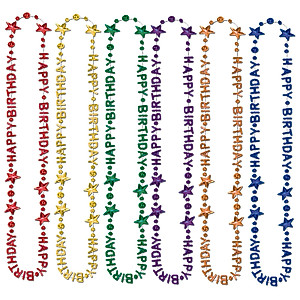 Happy Birthday Beads-Of-Expression (asstd B/G/GD/O/PL/R) Party Accessory (1 count) (1/Card)