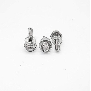 #12 x 1 Self Drilling Screws 410 Stainless Steel Hex Washer Head self Tapping Screws 50 pcs