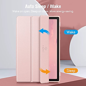 Fintie Hybrid Slim Case for Samsung Galaxy Tab A8 10.5 Inch 2022 Model (SM-X200/X205/X207), Shockproof Cover with Clear Transparent Back Shell, Auto Wake/Sleep, Rose Gold